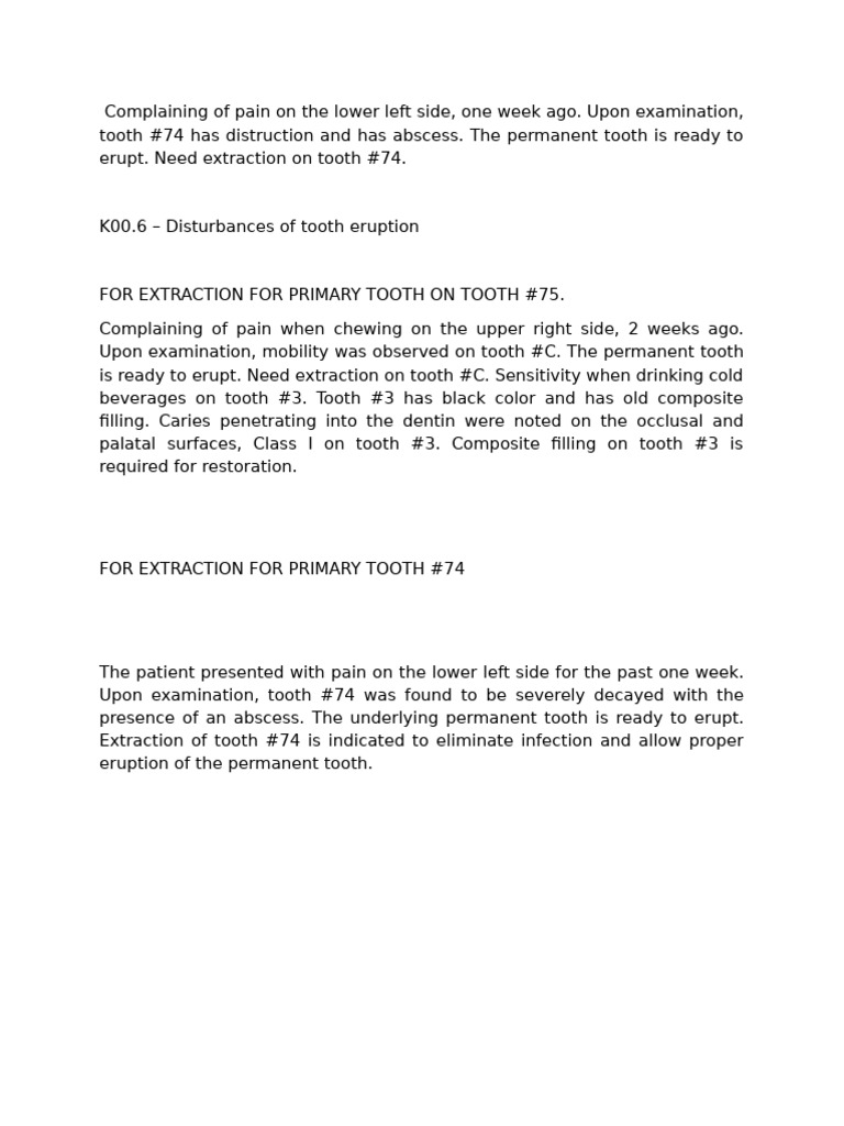Extraction of Primary Tooth | PDF