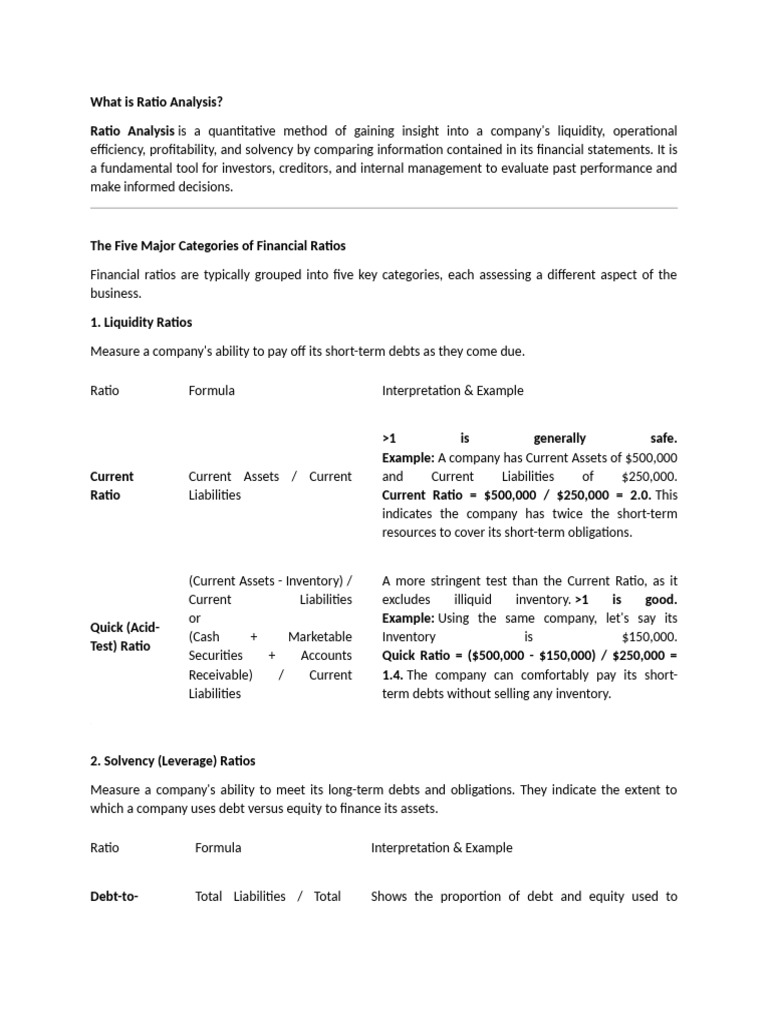 Ratio Analysis | PDF | Net Income | Revenue