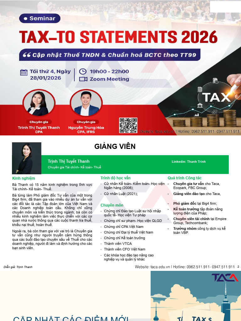 Taca - Cap Nhat Diem Moi TNDN - Thanh Trinh - 28jan26 | PDF
