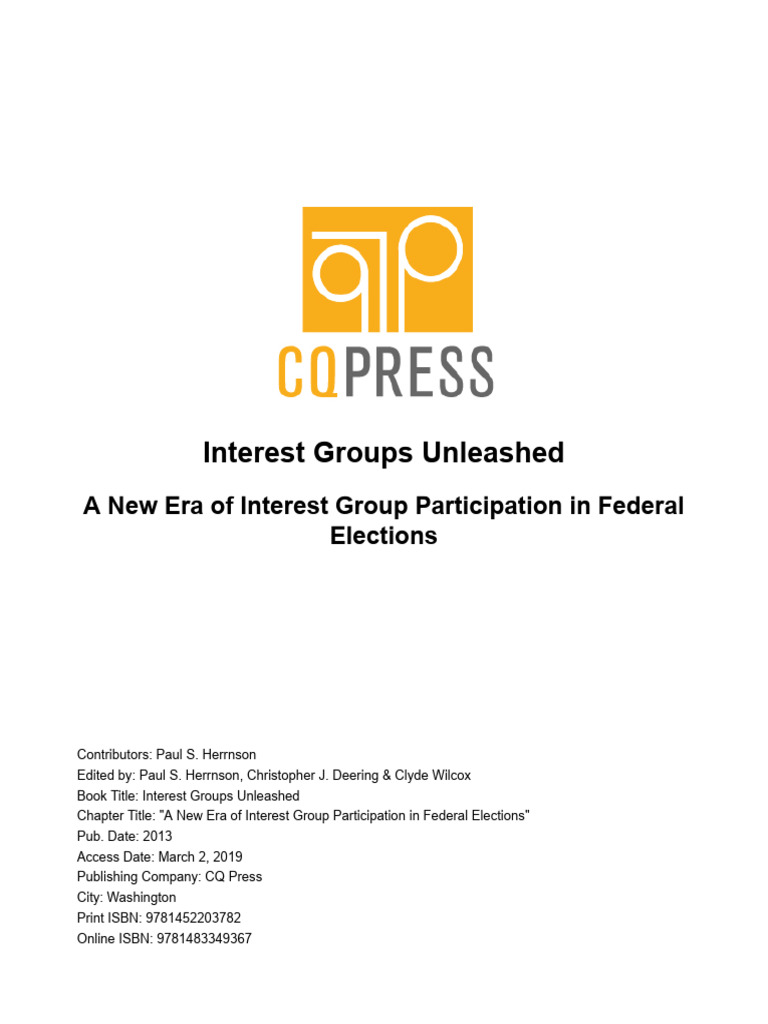 Interest Groups Unleashed | PDF | Campaign Finance In The United States ...