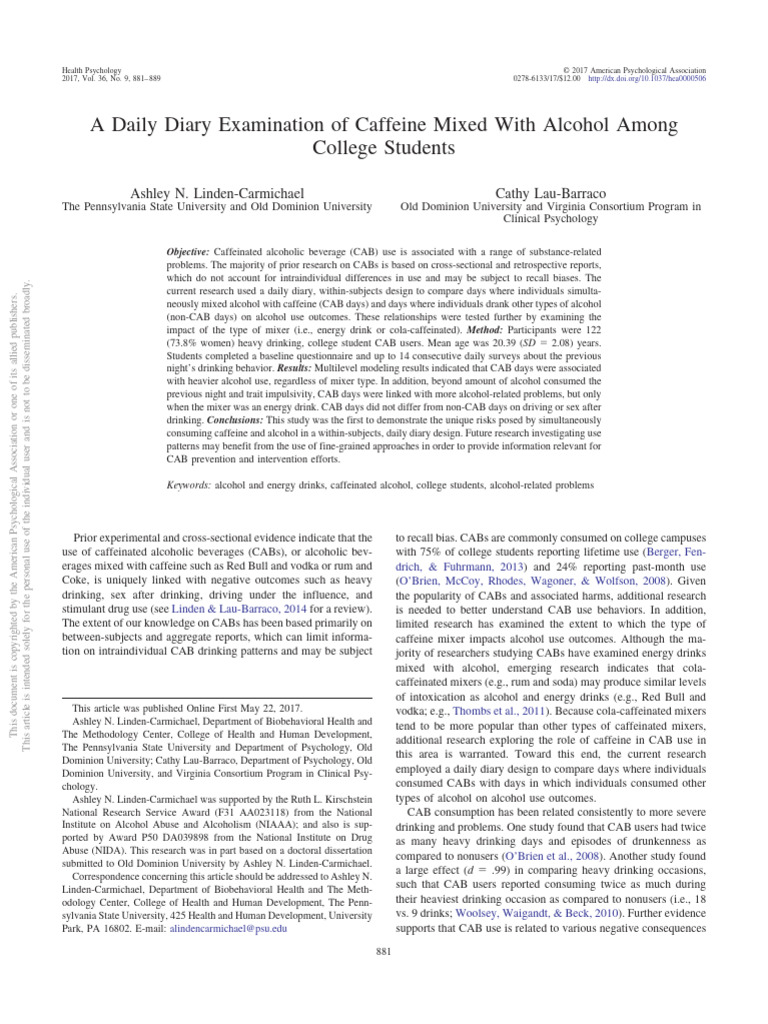 Caffeine Alcohol Among College Students | PDF | Drink | Caffeine