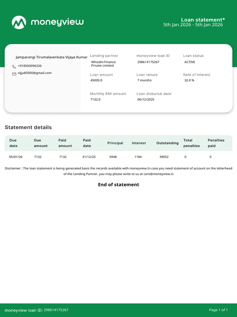 Loan Statement 05-01-2026 | PDF