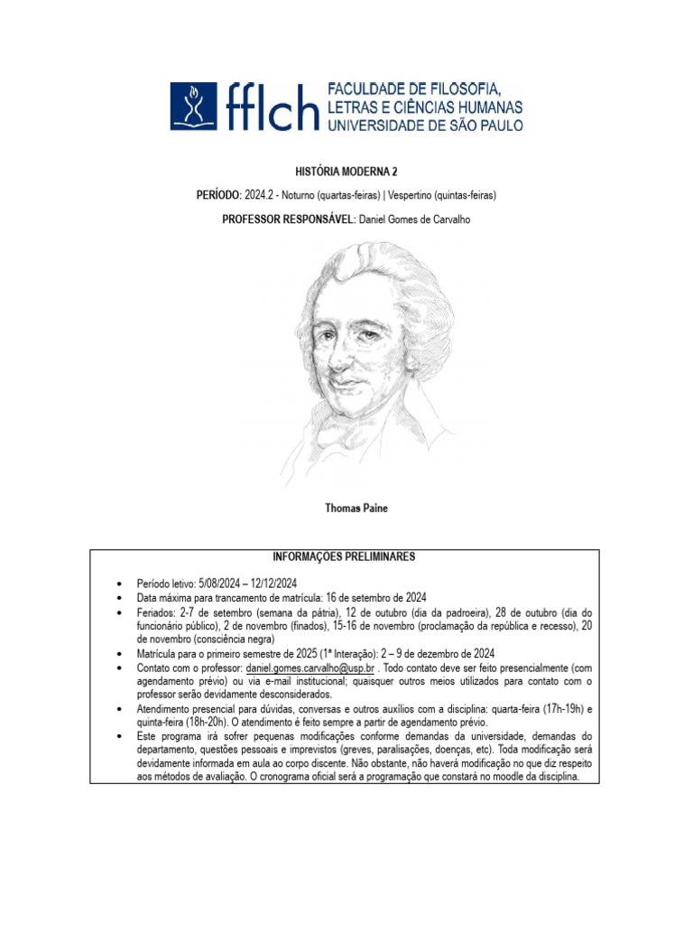 Plano de Ensino Historia Moderna 2 USP 2 | PDF | Revolução Francesa ...