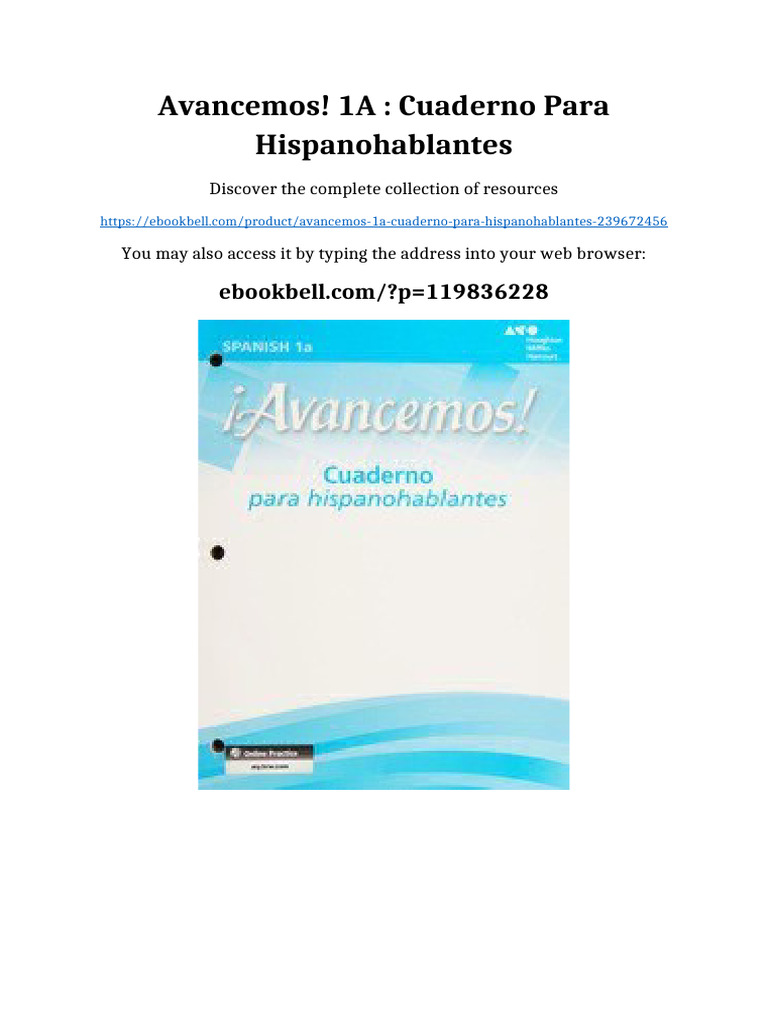 Avancemos! 1A : Cuaderno Para Hispanohablantes updated 2025 | PDF ...
