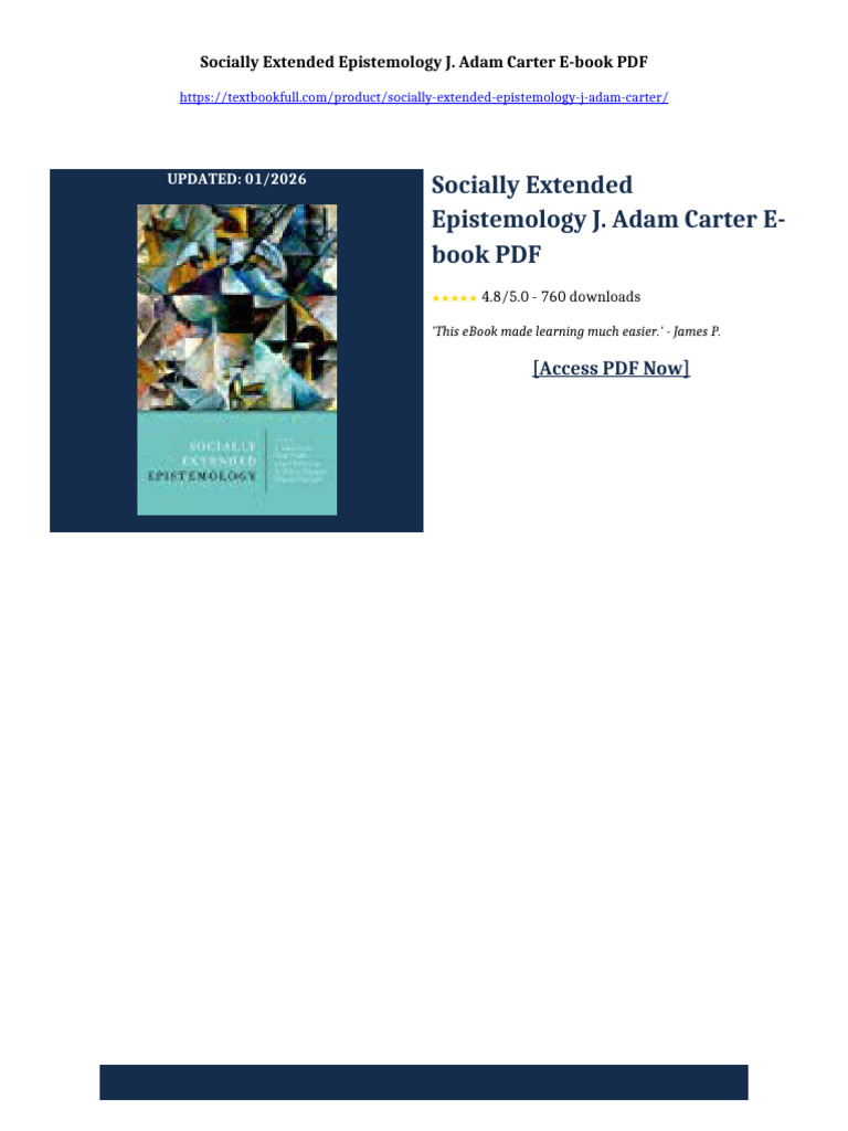 Socially Extended Epistemology J. Adam Carter eBook reference pdf eBook ...