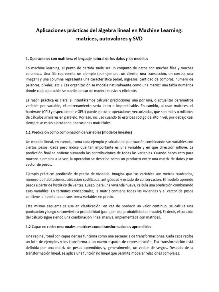 Tarea 1 - Álgebra Lineal en Machine Learning - HP | PDF | Matriz ...
