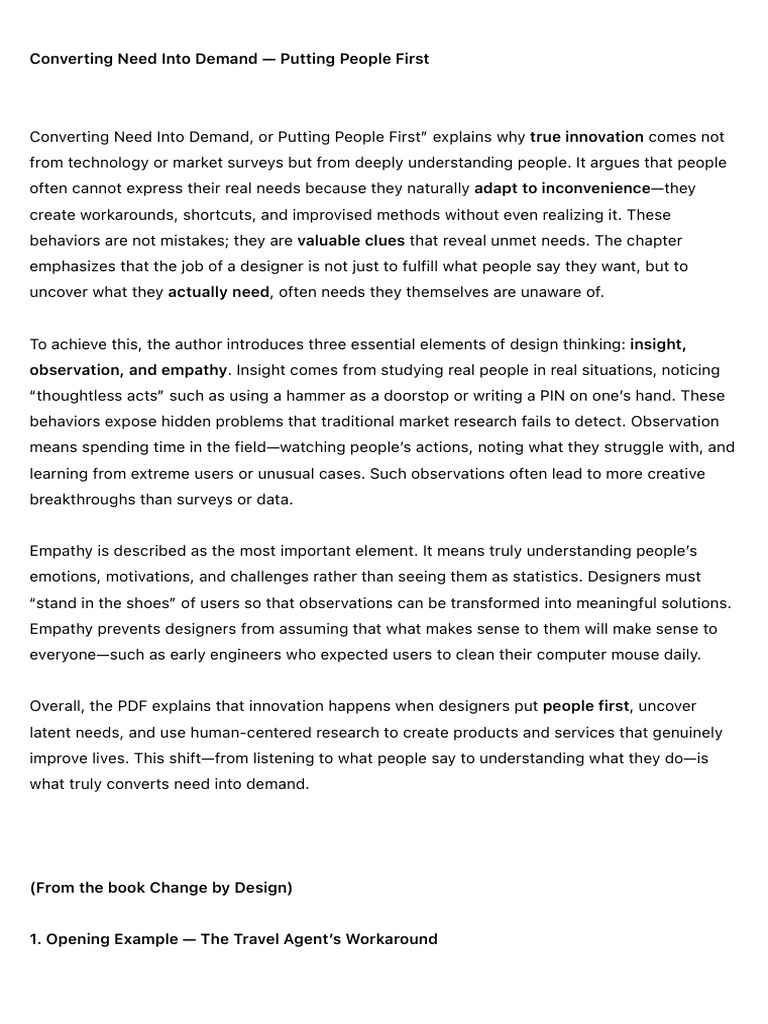 Converting Need Into Demand — Putting People First | PDF | Design ...