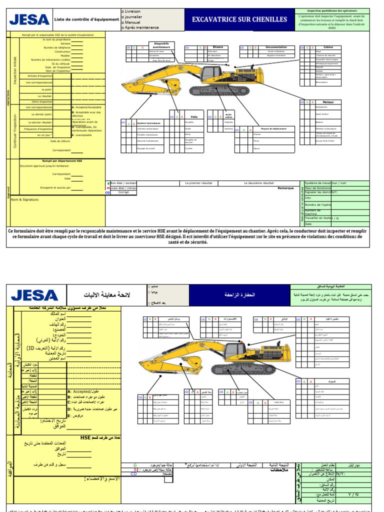 Crawler Excavator Check List_fr (1) | PDF