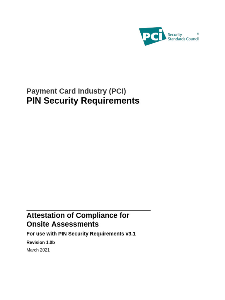 Pci Pin v3.1 Aoc Form | PDF | Payment Card Industry Data Security ...
