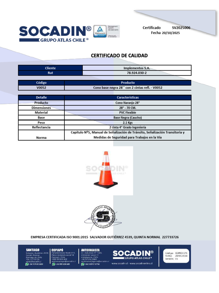 Certitificado de Cono | PDF