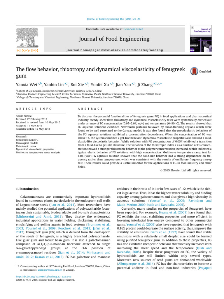 The Flow Behavior, Thixotropy and Dynamical Viscoelasticity of ...