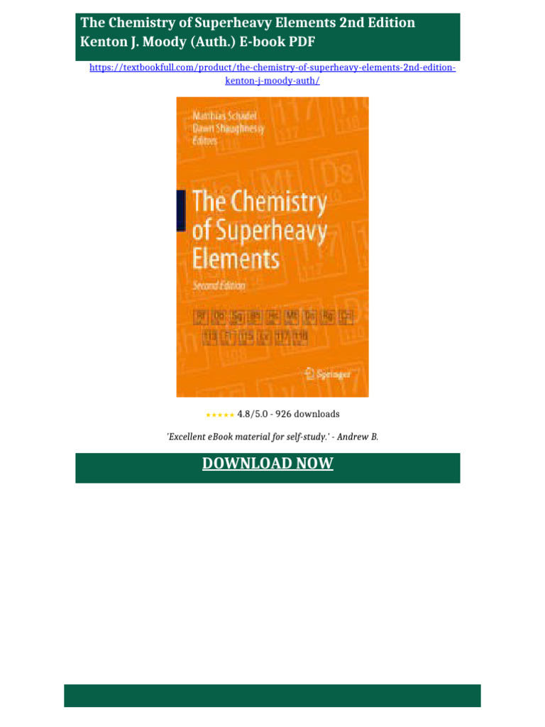 The Chemistry of Superheavy Elements 2nd Edition Kenton J. Moody (Auth ...