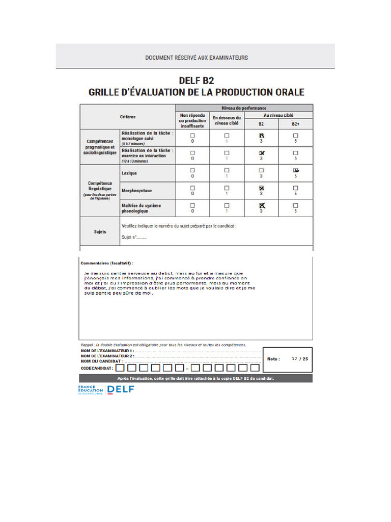 Autoevaluation - Production Orale | PDF