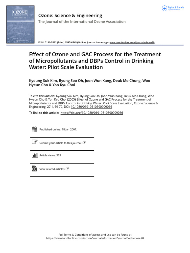Effect of Ozone and GAC Process For The Treatment of Micropollutants ...