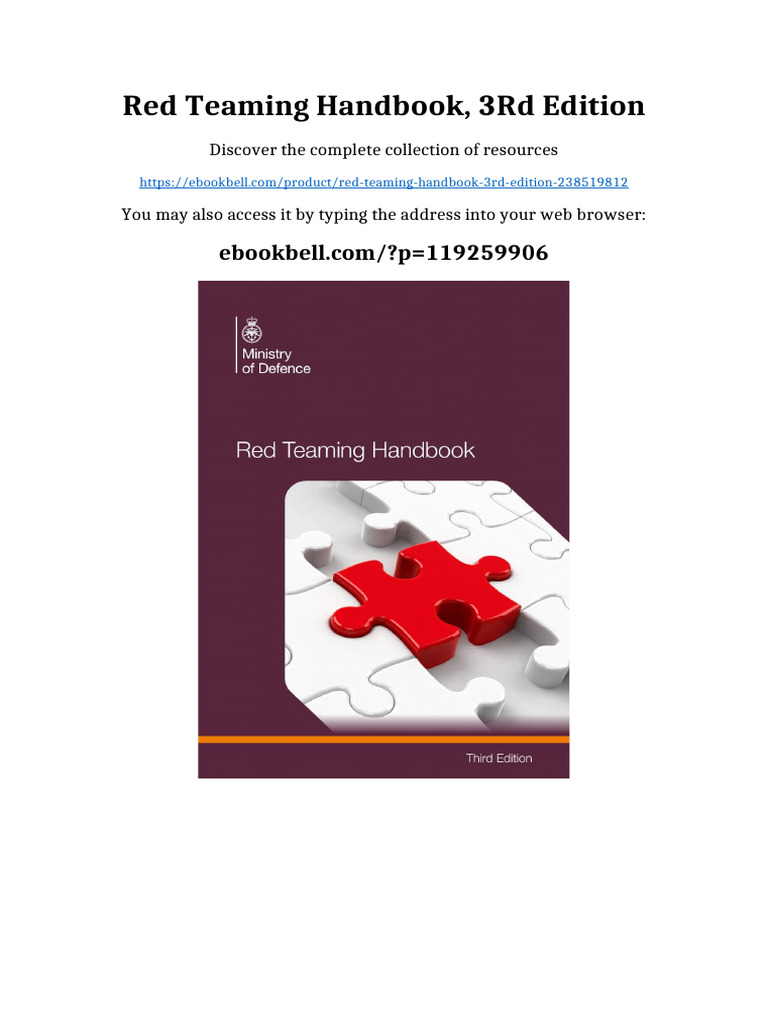 Red Teaming Handbook, 3rd Edition Available All Format | PDF ...