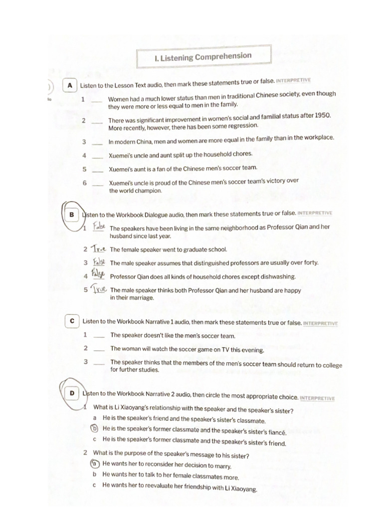 L. Listening Comprehension | PDF