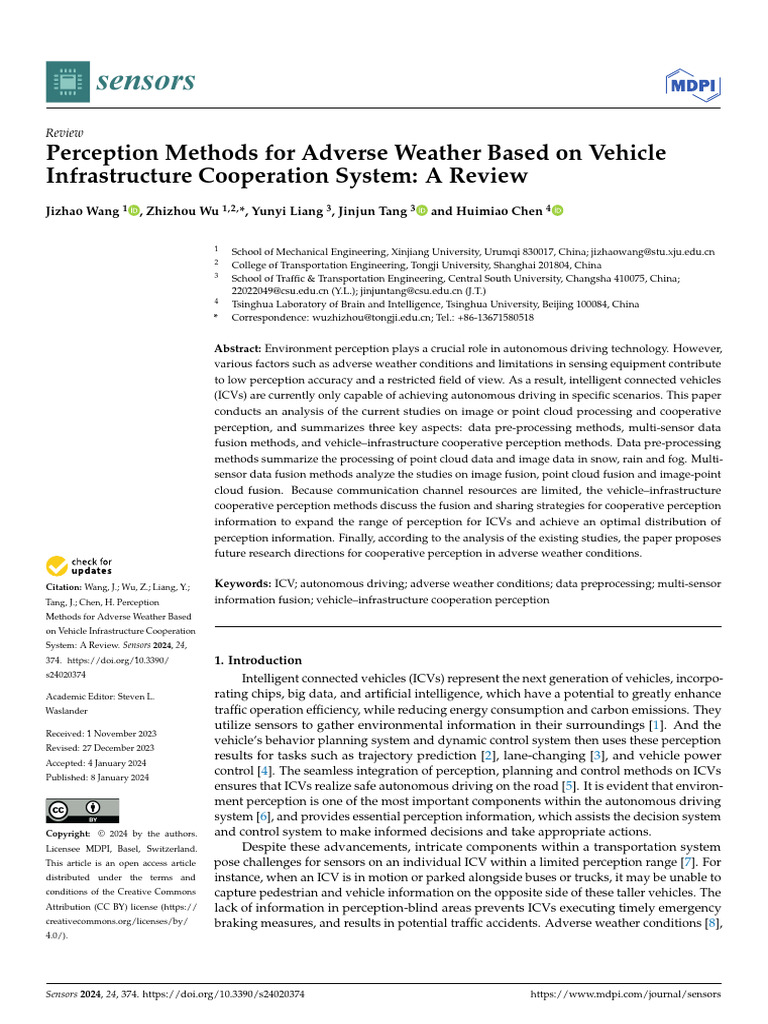 Perception Methods For Adverse Weather Based On Vehicle | PDF | Lidar ...
