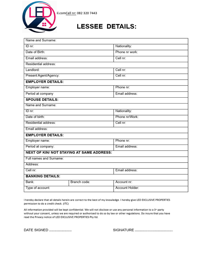 Lessee Details | PDF