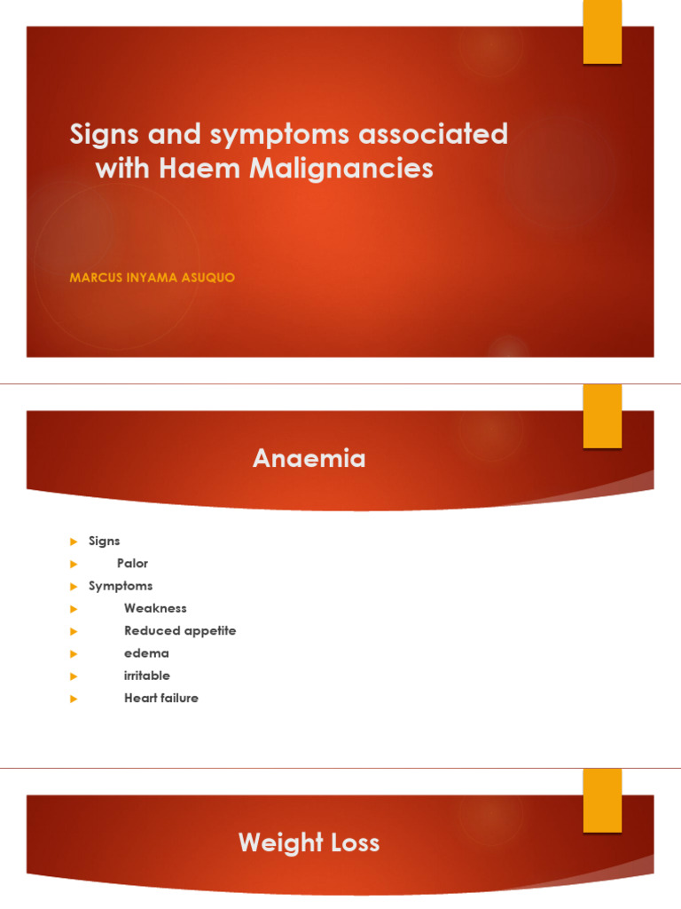 Signs and Symptoms Associated With Haem Malignancies | PDF | Spleen ...