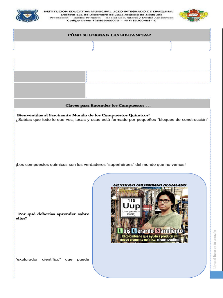 Guia 1 Octavo Compuestos 2025 (2) | PDF | Reacciones químicas | Química