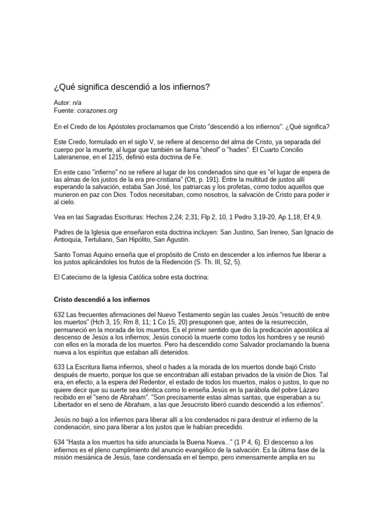 Qué Significa Descendió A Los Infiernos... | PDF | Cristo (título ...