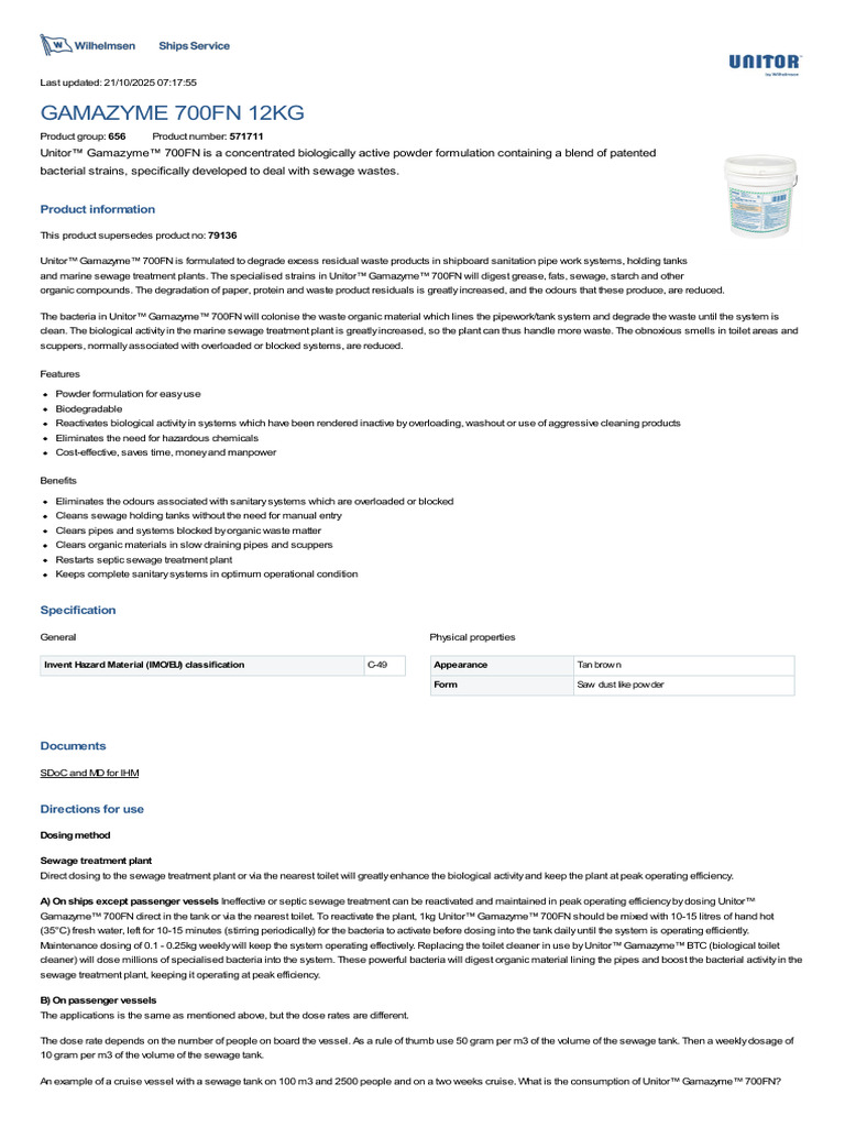 GAMAZYME 700FN 12KG | PDF | Sewage | Water