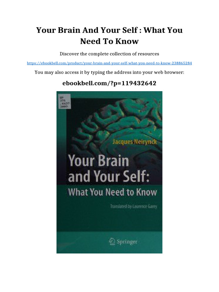 Your brain and your self : what you need to know available any format ...