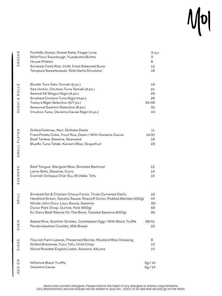 Moi Restaurant Menu Food | PDF | Sushi | Western Cuisine