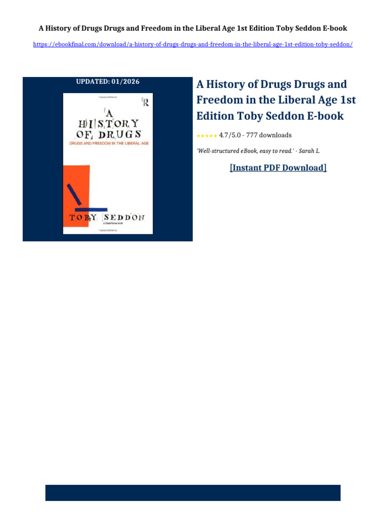A History of Drugs Drugs and Freedom in the Liberal Age 1st Edition ...