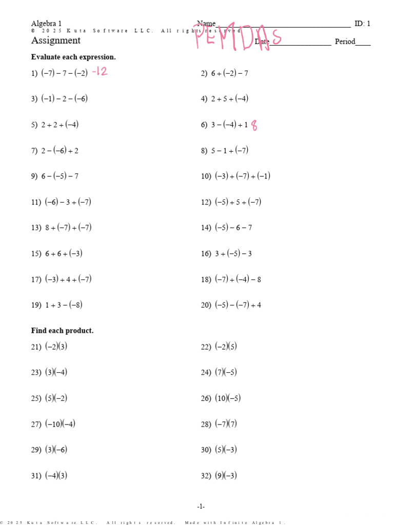 3.1 Multiply and Divide Integers Sheet 2 | PDF | Mathematics | Abstract ...