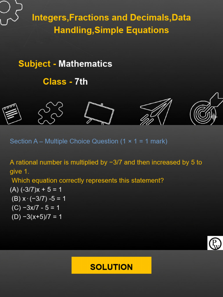 Rational Numbers Linear Equations in One Variable Understanding ...