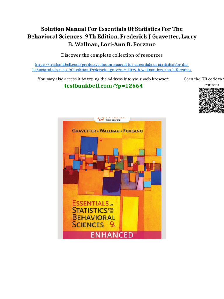 Solution Manual for Essentials of Statistics for The Behavioral ...