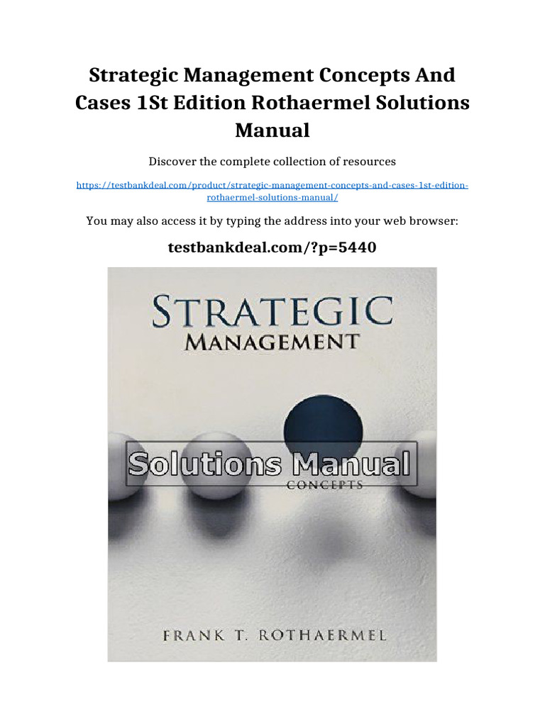 Strategic Management Concepts And Cases 1st Edition Rothaermel ...