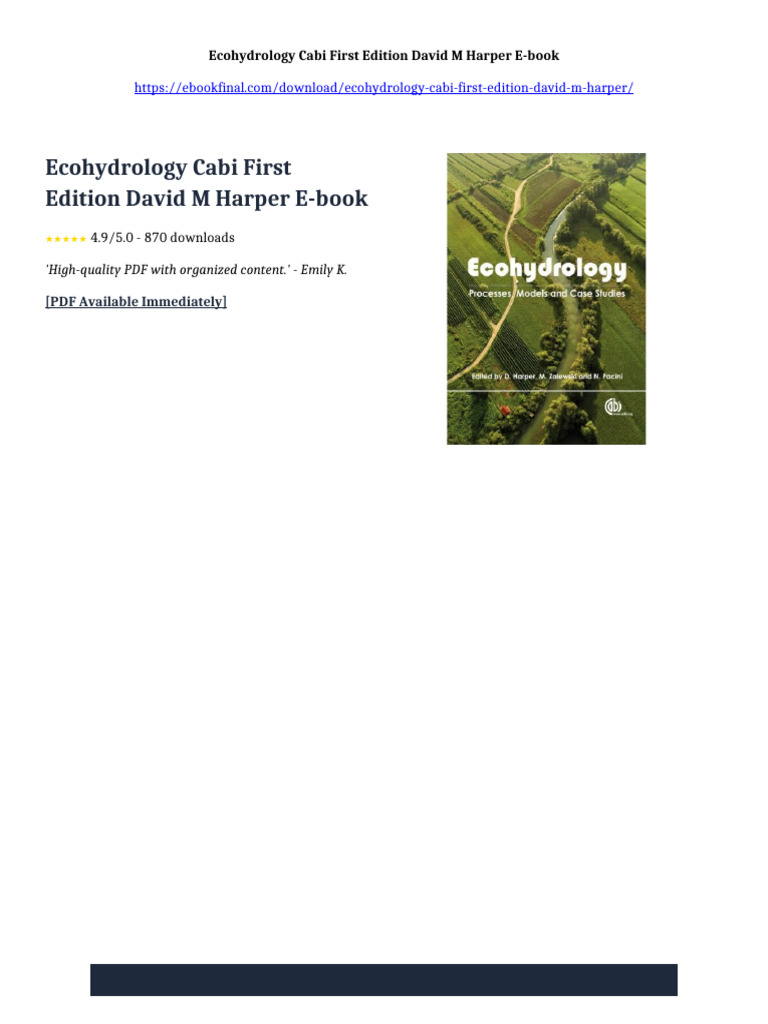 Ecohydrology Cabi First Edition David M Harper ebook digital full ...