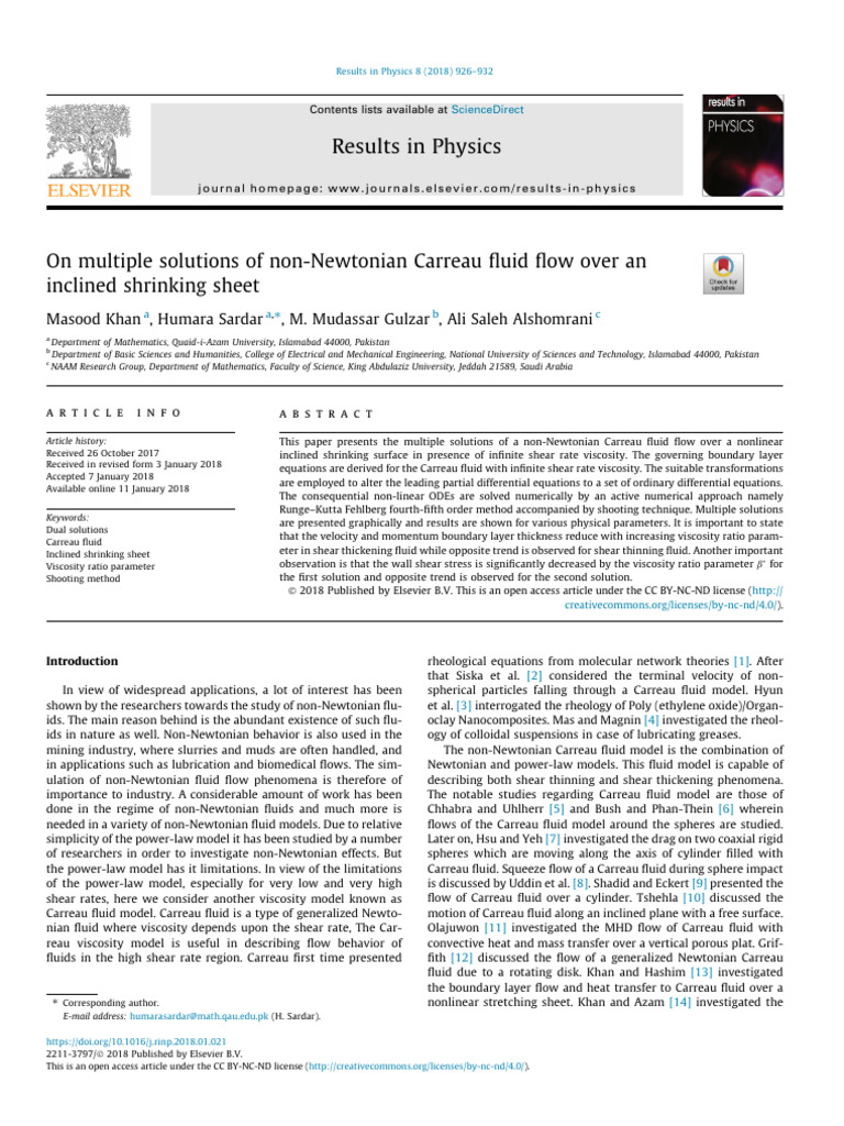 Carreau Model | PDF | Fluid Dynamics | Viscosity