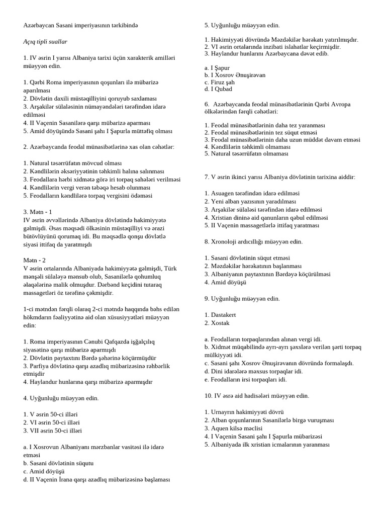 Azərbaycan Sasani Imperiyasının Tərkibində | PDF