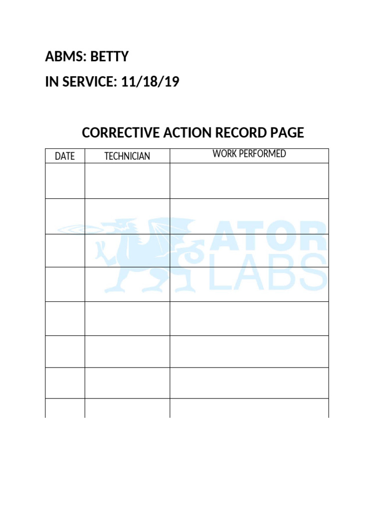 Corrective Action Record Page | PDF