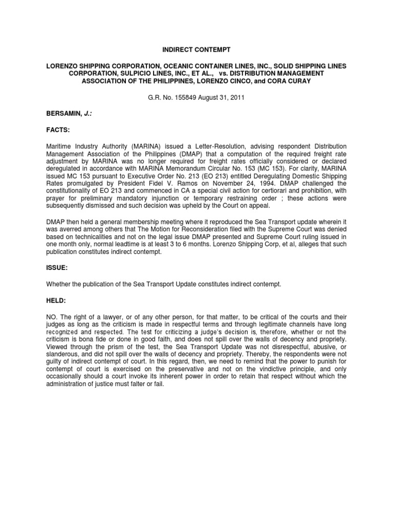 Indirect Contempt | PDF | Contempt Of Court | Supreme Court Of The ...