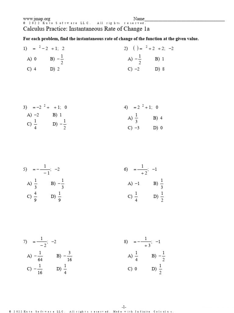 Instantaneous Rate of Change Pr 1 A | PDF | Calculus | Mathematical ...