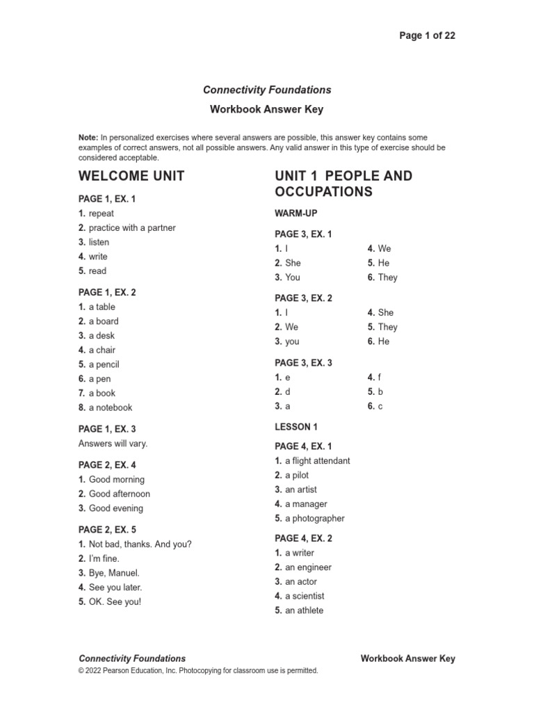 Connectivity Foundations Workbook Answer Key | PDF | Workweek And Weekend