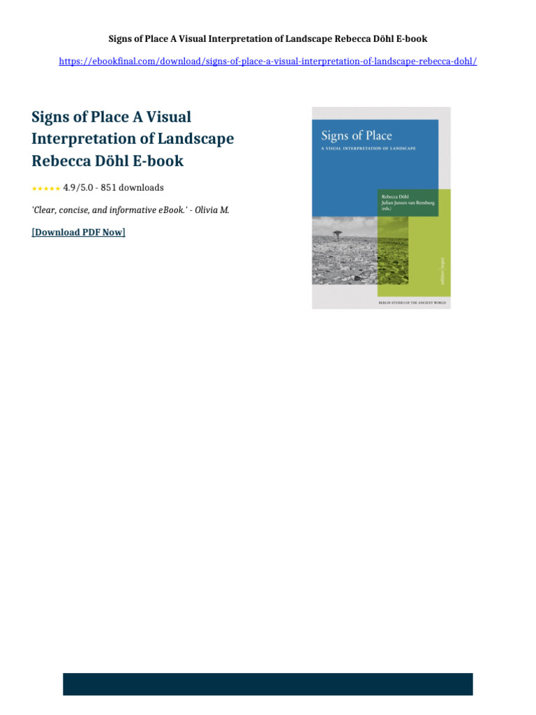 Signs of Place A Visual Interpretation of Landscape Rebecca Döhl Ebook ...