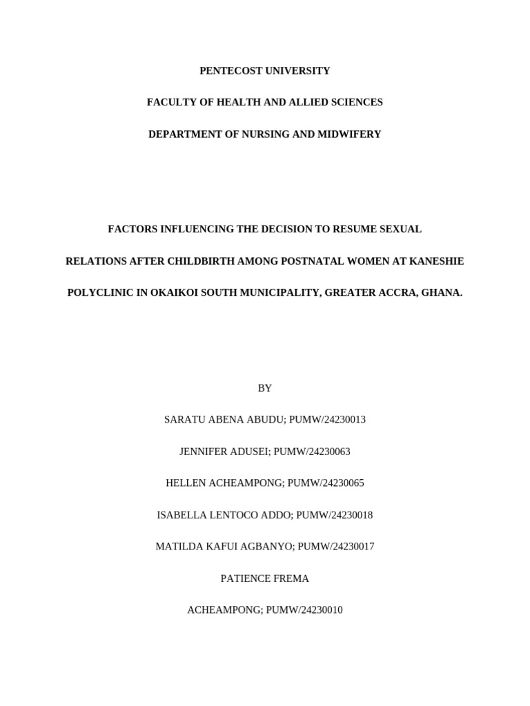 Adusei Complete Proposal | PDF | Sampling (Statistics) | Postpartum Period