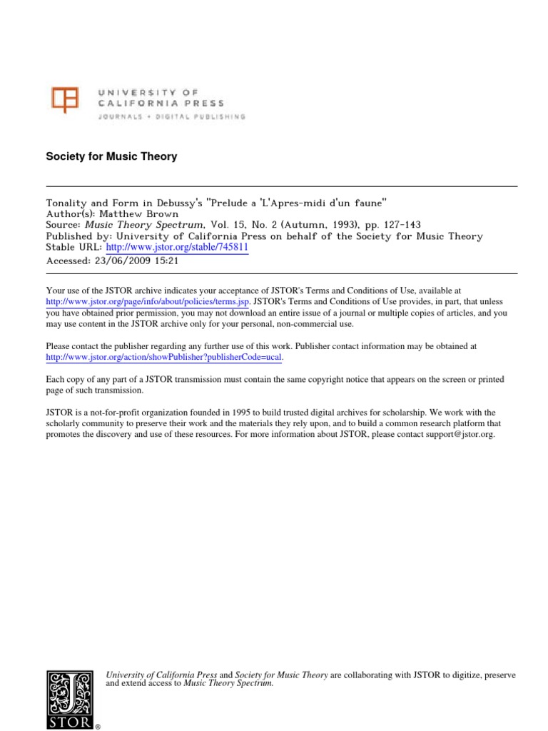 Tonality and Form in Debussys Faunes Prelude | PDF | Claude Debussy | Music Theory