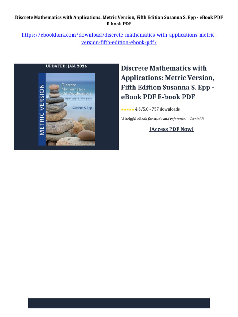 Discrete Mathematics with Applications: Metric Version, Fifth Edition ...