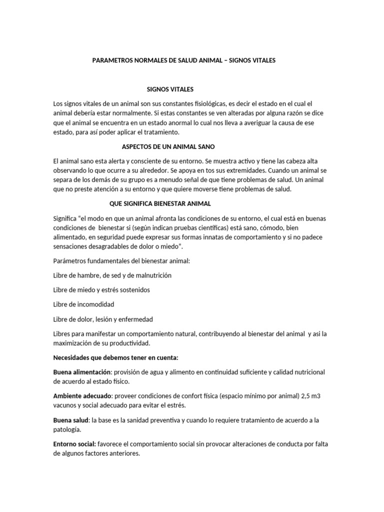Parametros Normales de Salud Animal | PDF | Concentración