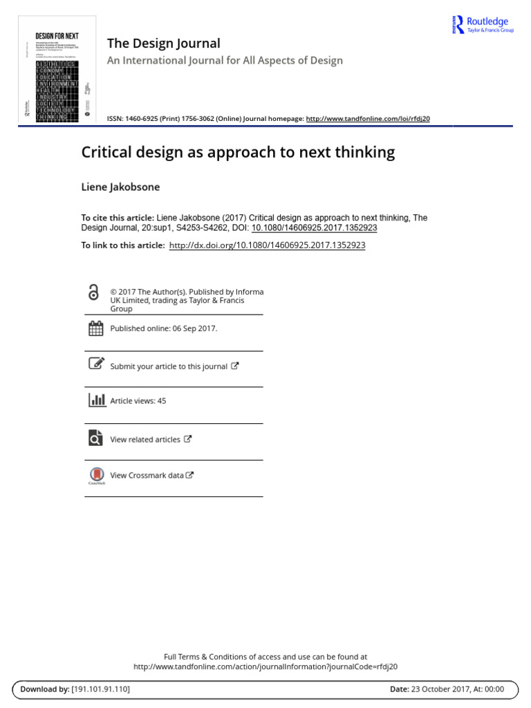 Critical Design As Approach To Next Thinking | PDF | Thought