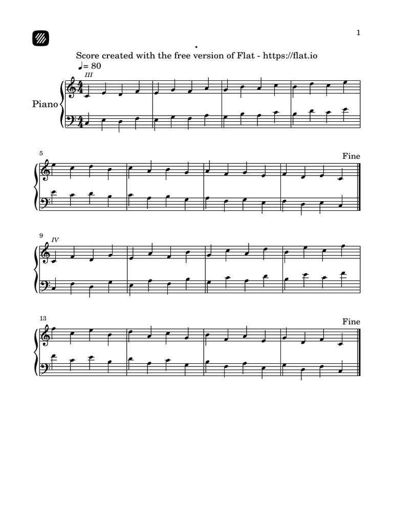 Piano: Score Created With The Free Version of Flat - Https://flat - Io ...