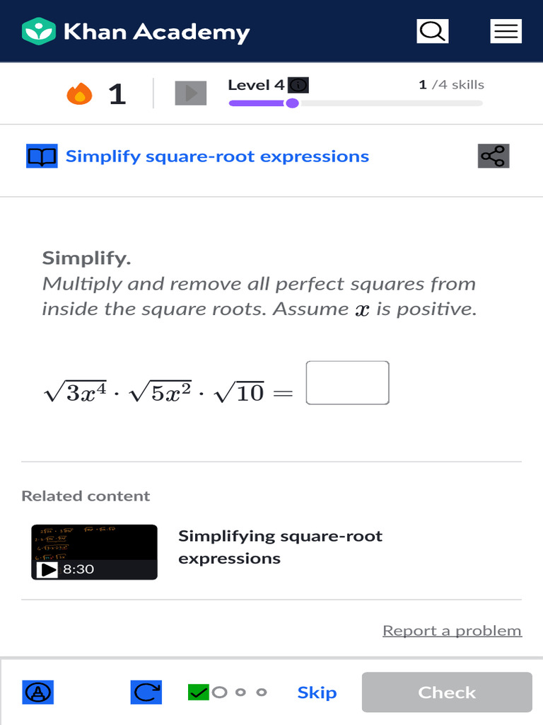 Simplify Square-root Expressions Algebra (Practice) Khan Academy | PDF