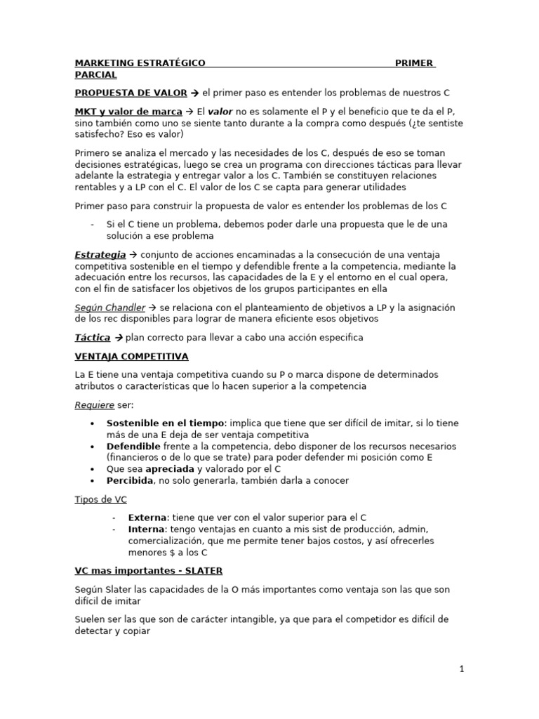 PARCIAL 1 -MKT ESTRATEGICO | PDF | Mercado (economía) | Racionalidad