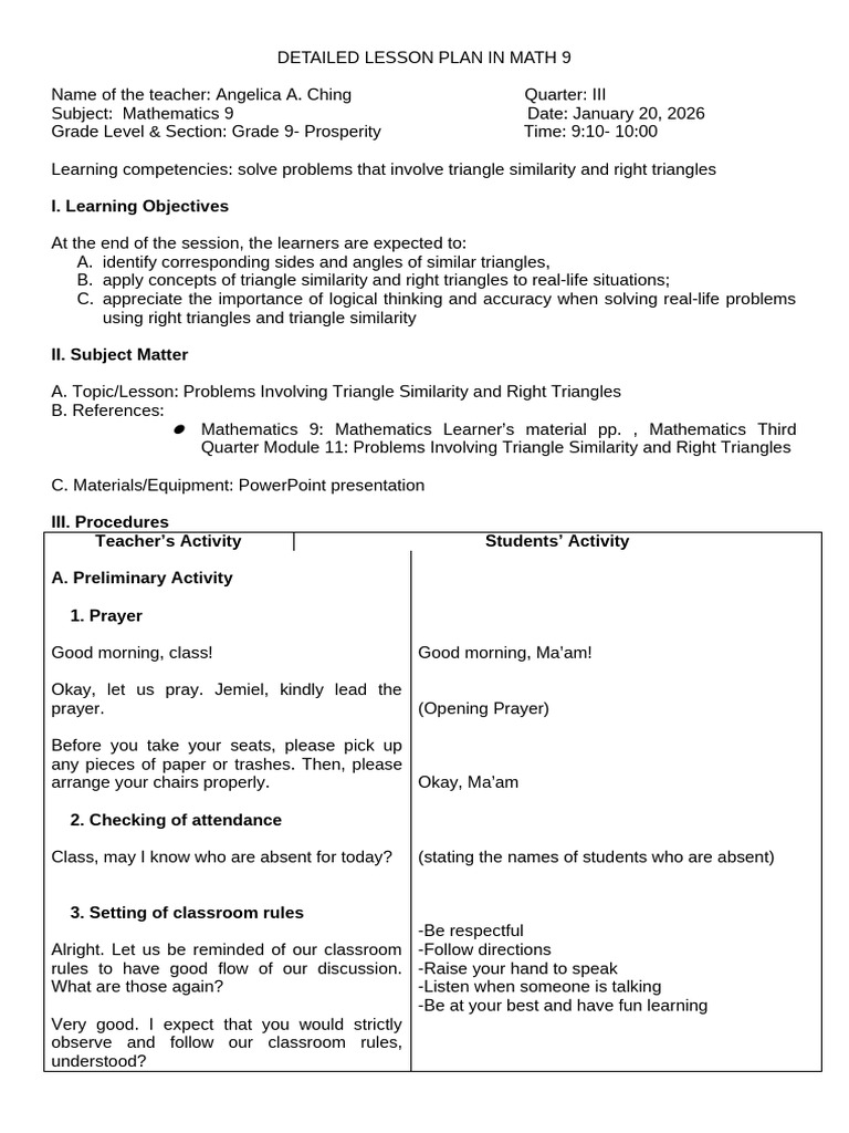 Problems Involving Triangle Similarity and Right Triangles - 1 | PDF ...